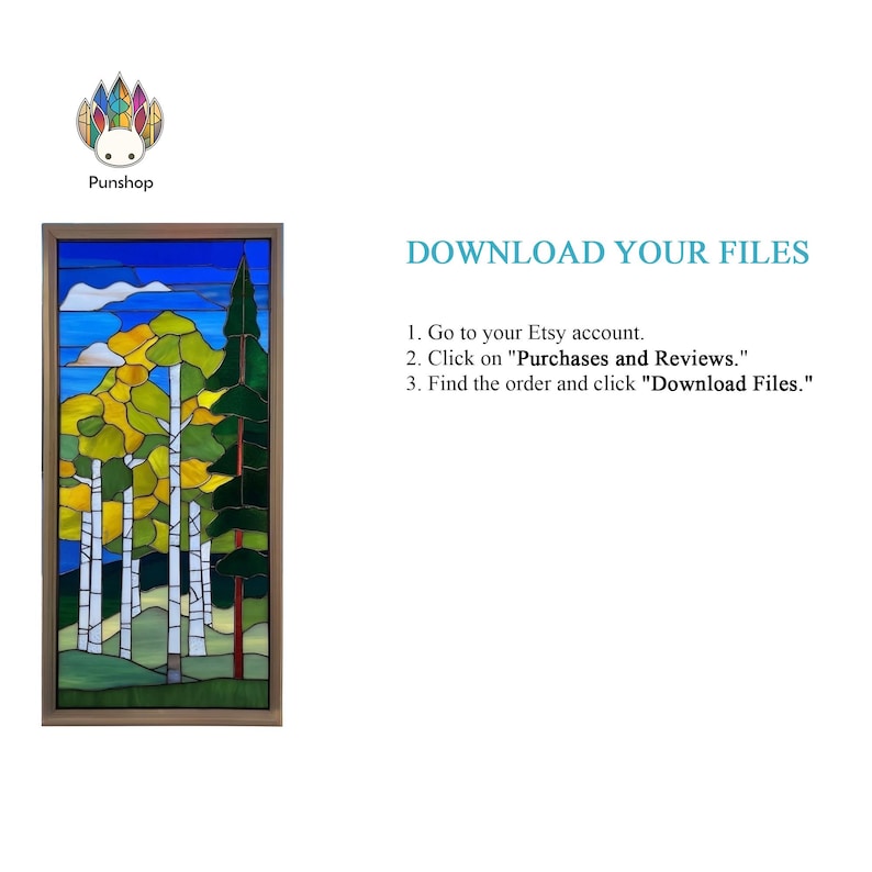PUN554 Aspen Birch Tree Stained Glass Pattern – Forest Landscape Window ...