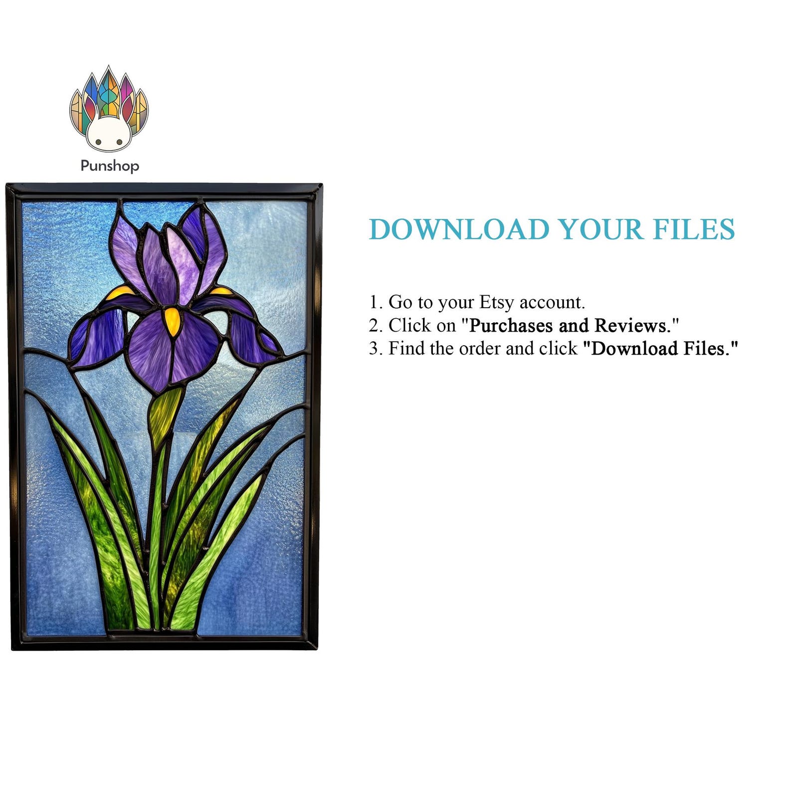 Digital Download PATTERNS Purple Iris PUN65 Flower Window Stained Glass ...