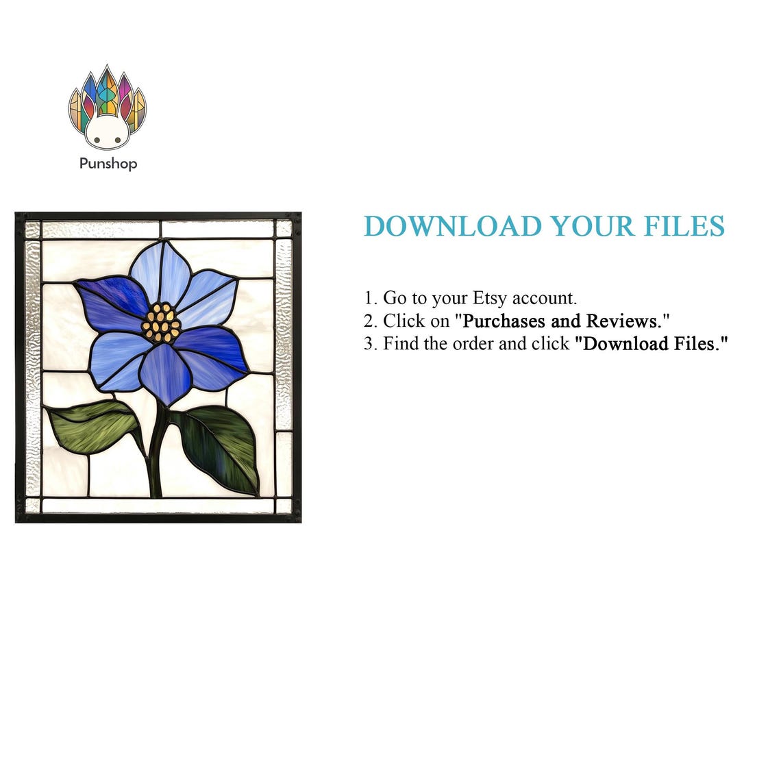 Digital Download PATTERNS Blue Flower ,stained Glass Window Panels ...