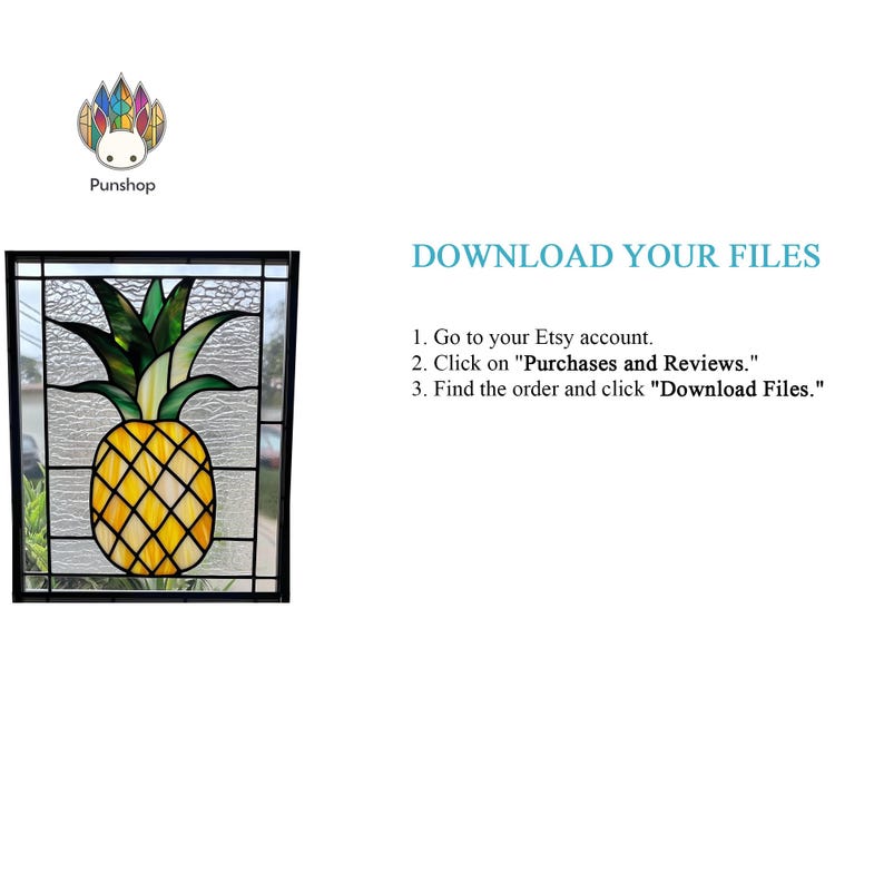 Digital Download PATTERNS Pineapple Stained Glass Panel - Art Glass ...