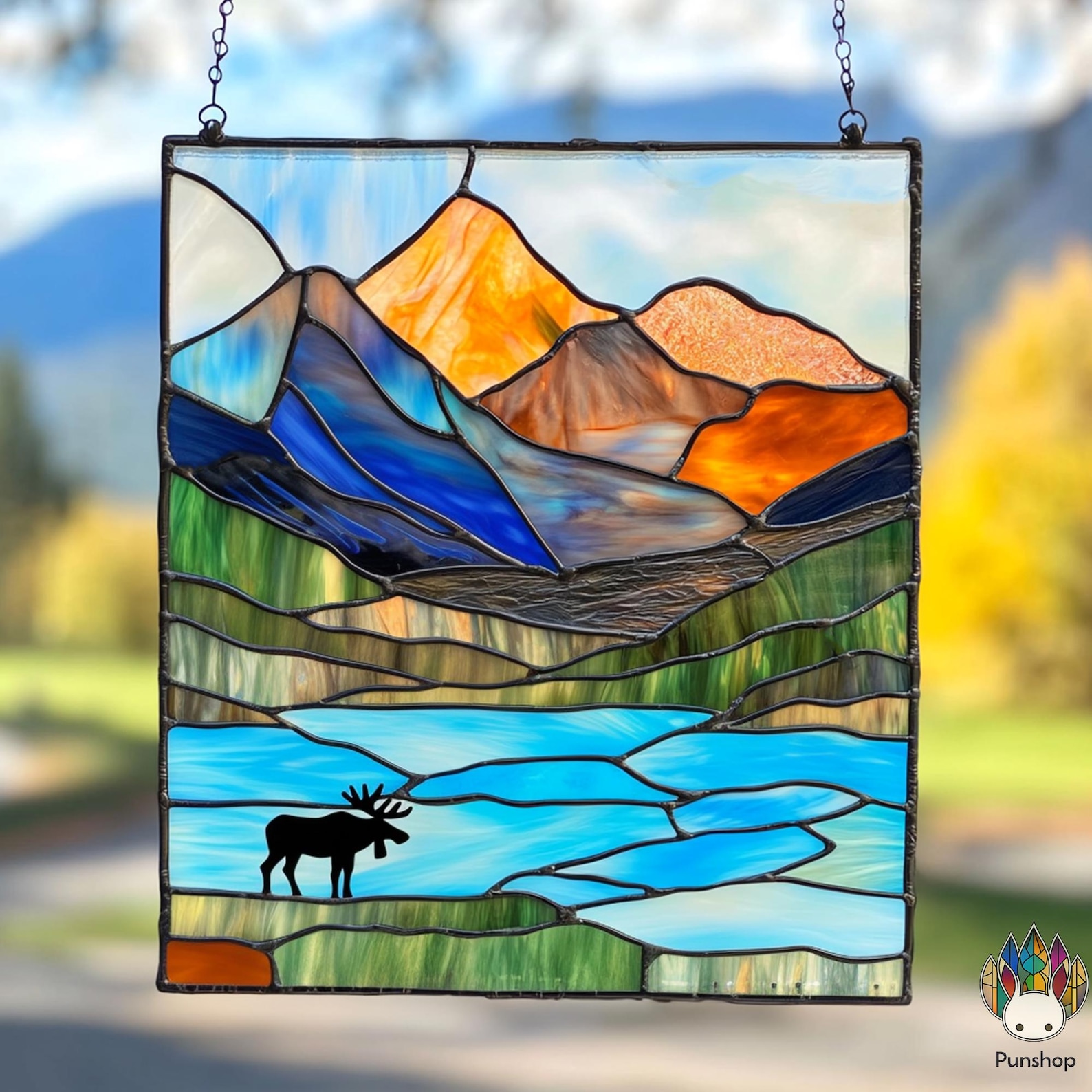 Mountain Landscape Stained Glass Majestic Mountain Scenery PUN208 , Diy ...