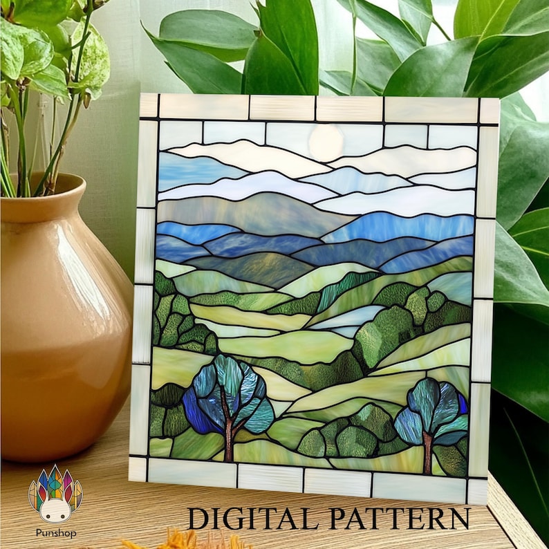 Pattern Mountain Landscape Stained Glass Suncatcher PUN 11 , Diy ...