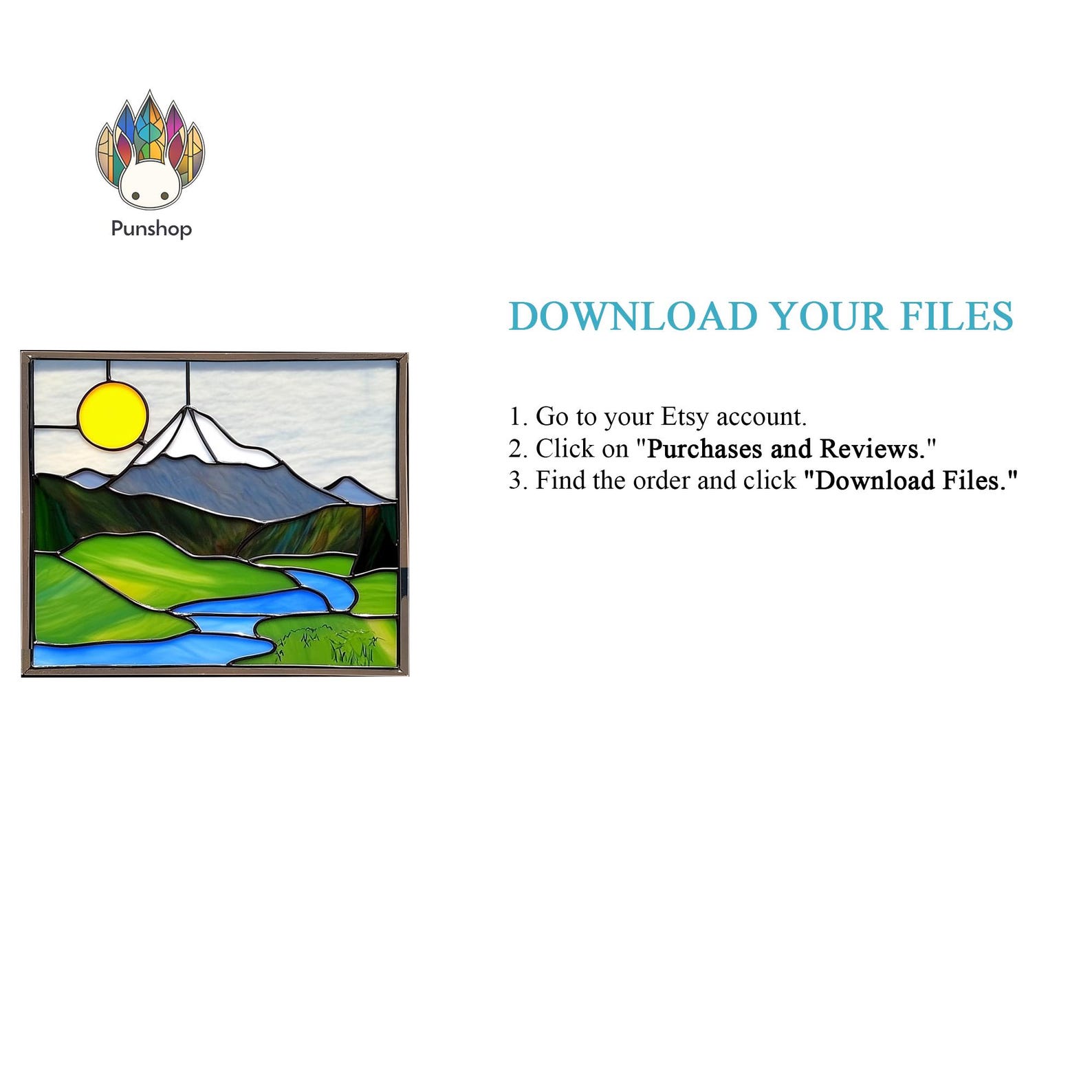 Pattern Mountain Lake by Green Hills With Overlay .PUN202, Stained ...