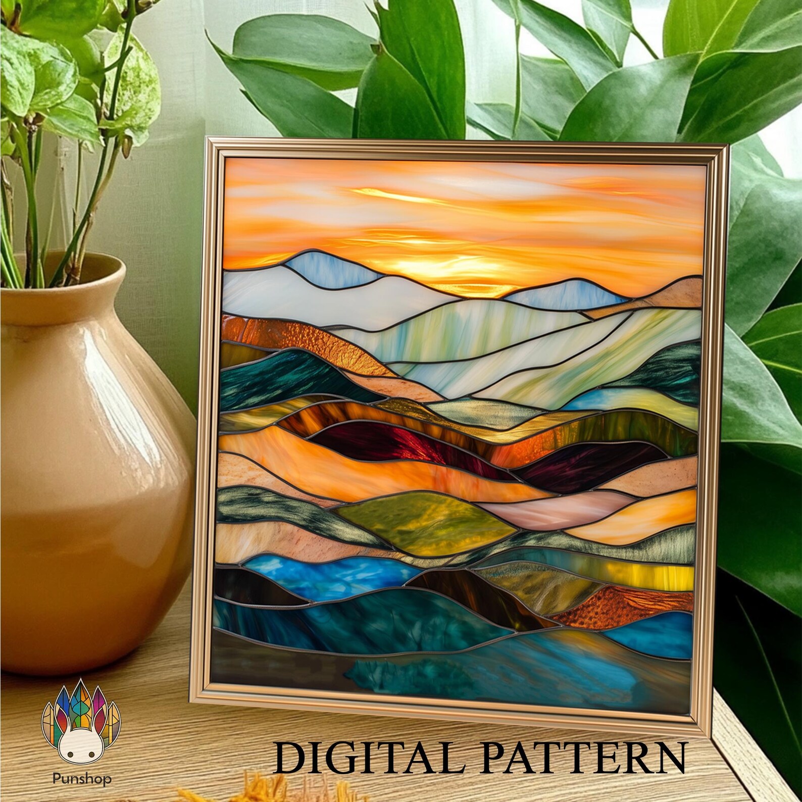 Pattern Mountain Landscape Stained Glass Suncatcher PUN 10 , Diy ...