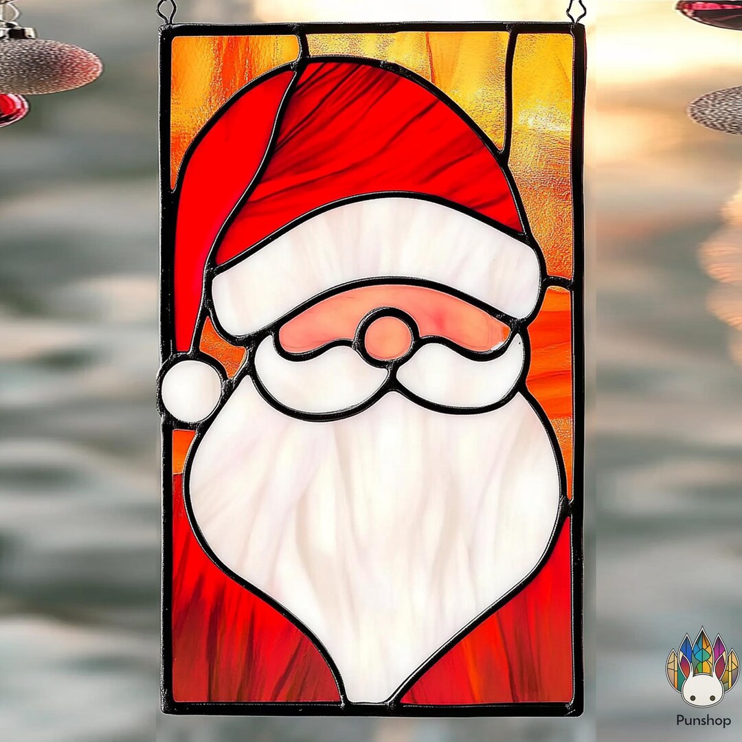 Digital Download PATTERNS, Stained Glass Window With Santa Claus ...