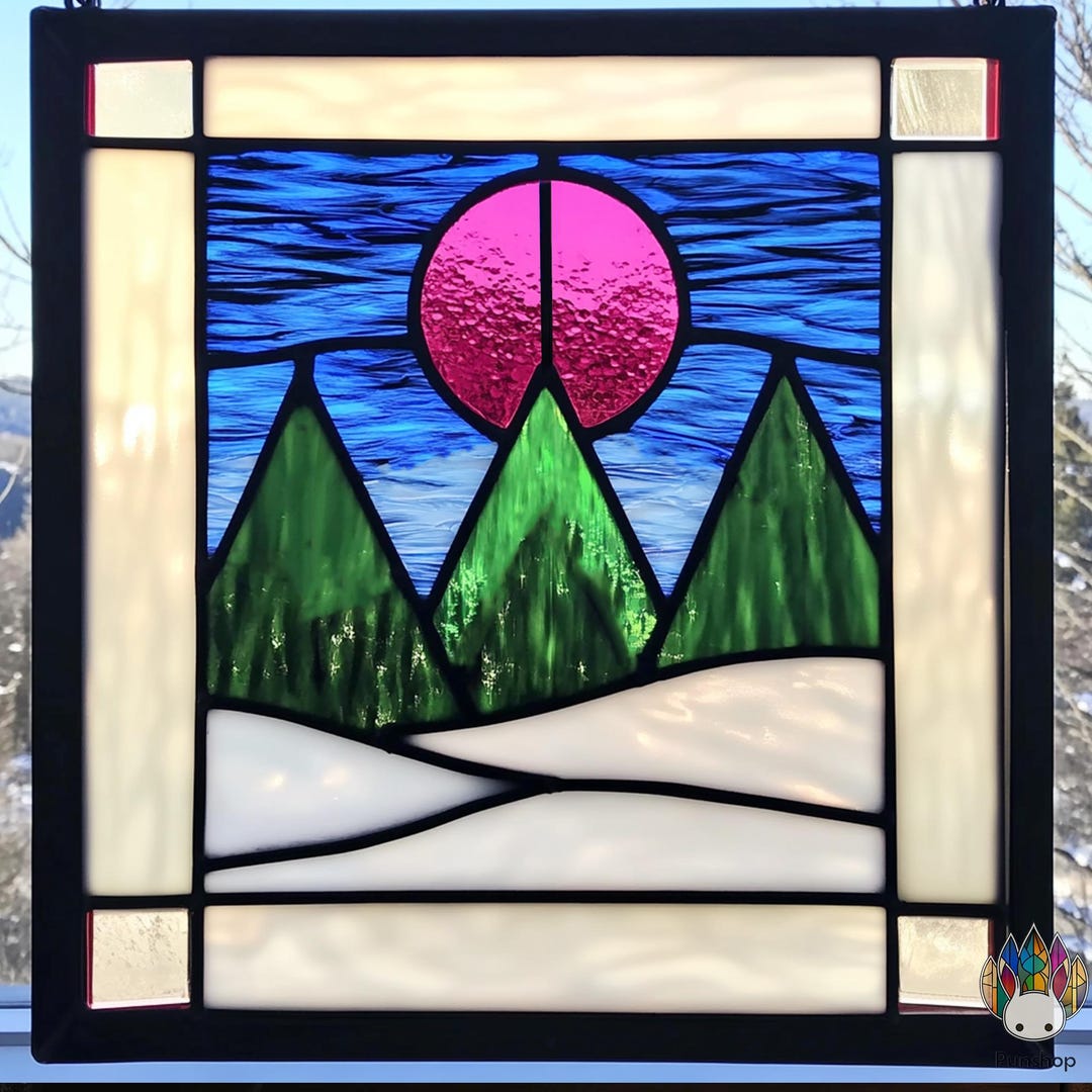 Digital Download Stained Glass Pattern Moonlit Forest Stained Glass ...