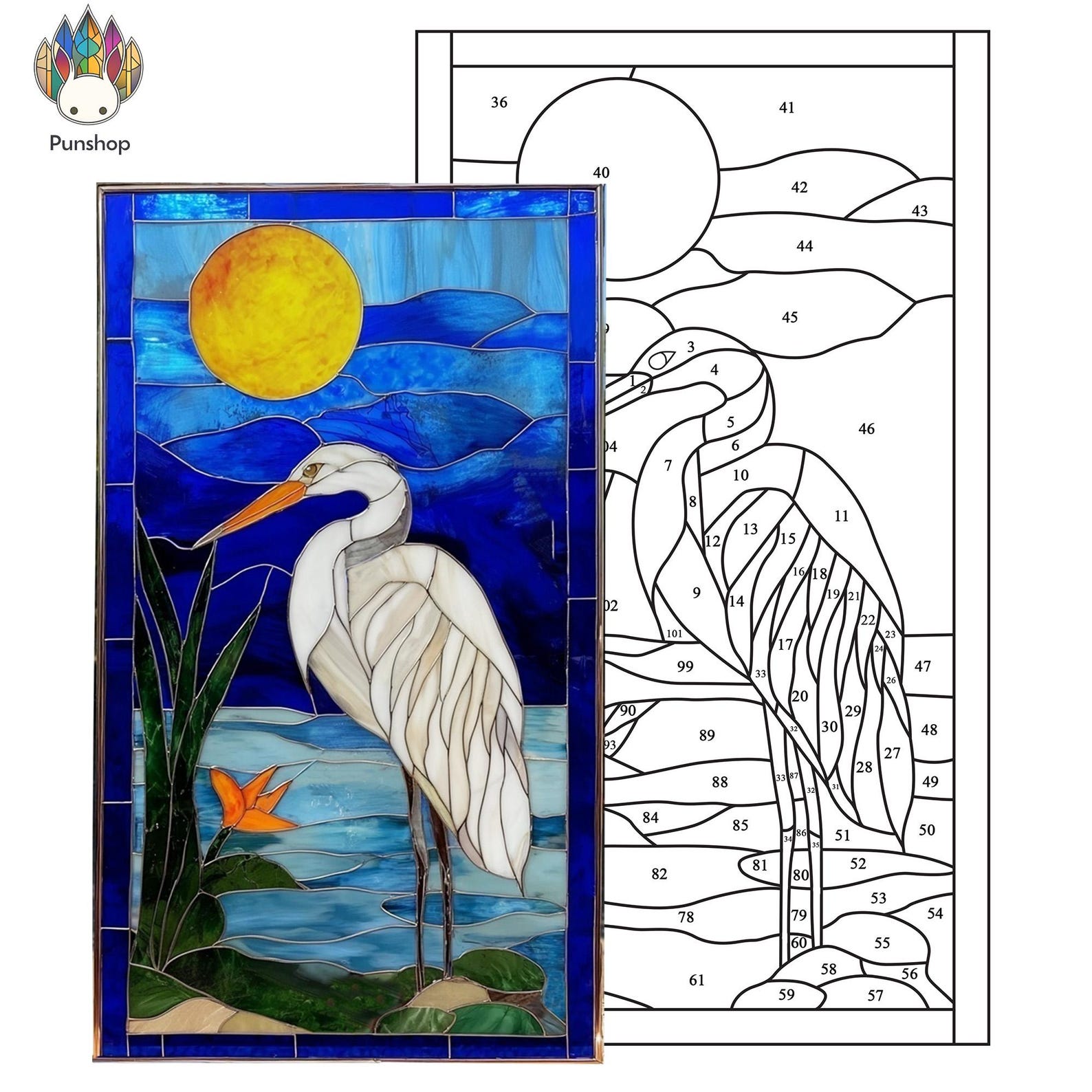 Digital Download Pattern PUN538 Egret Stained Glass Panel – White Heron ...