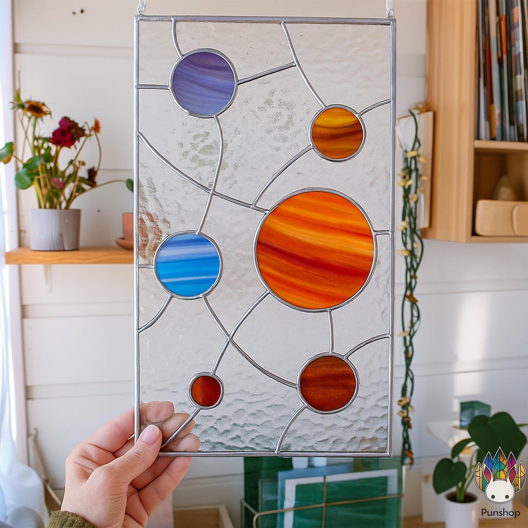 Digital Download Stained Glass Planet Suncatcher Galaxy NPUN311 , Diy ...