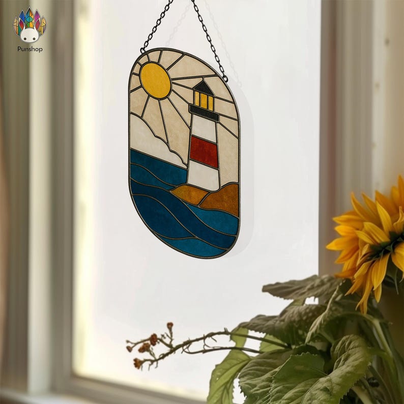 Digital Download Pattern Lighthouse ,stained Glass Panel, Stained Glass ...