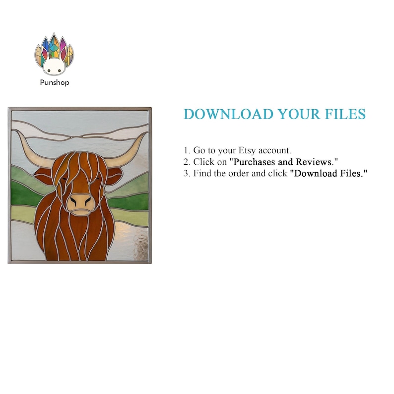 Digital Download Pattern Stained Glass NPUN321 Highland Cattle- COW ...