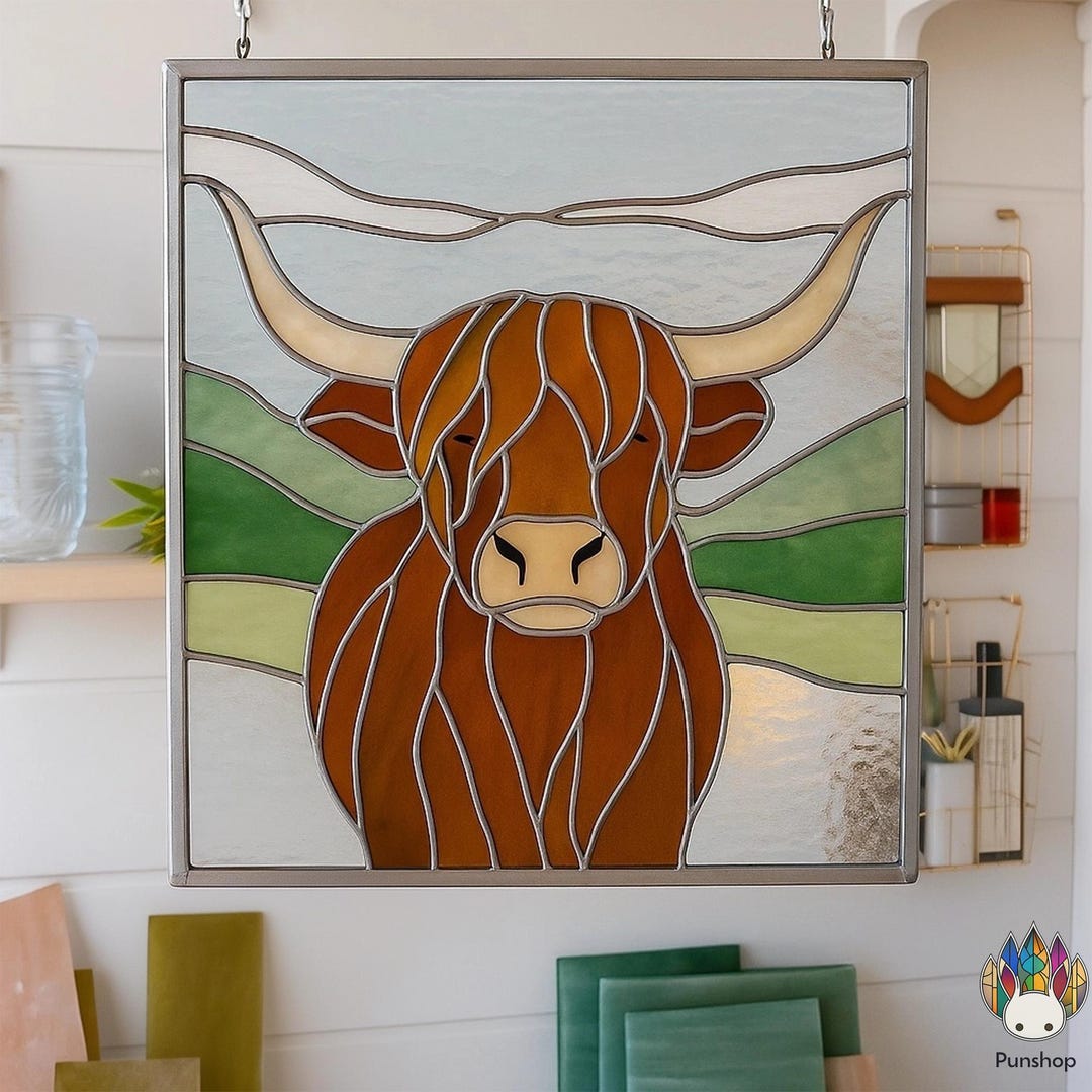 Digital Download Pattern Stained Glass NPUN321 Highland Cattle- COW ...