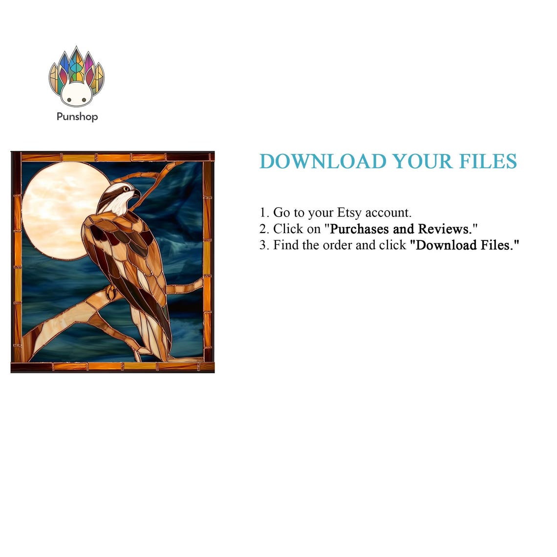 Digital Download Pattern Stained Glass Osprey , Stained Glass Window ...