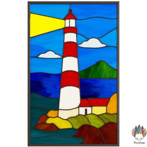 Digital Download Pattern Stained Glass Lighthouse East Coast Atlantic ...