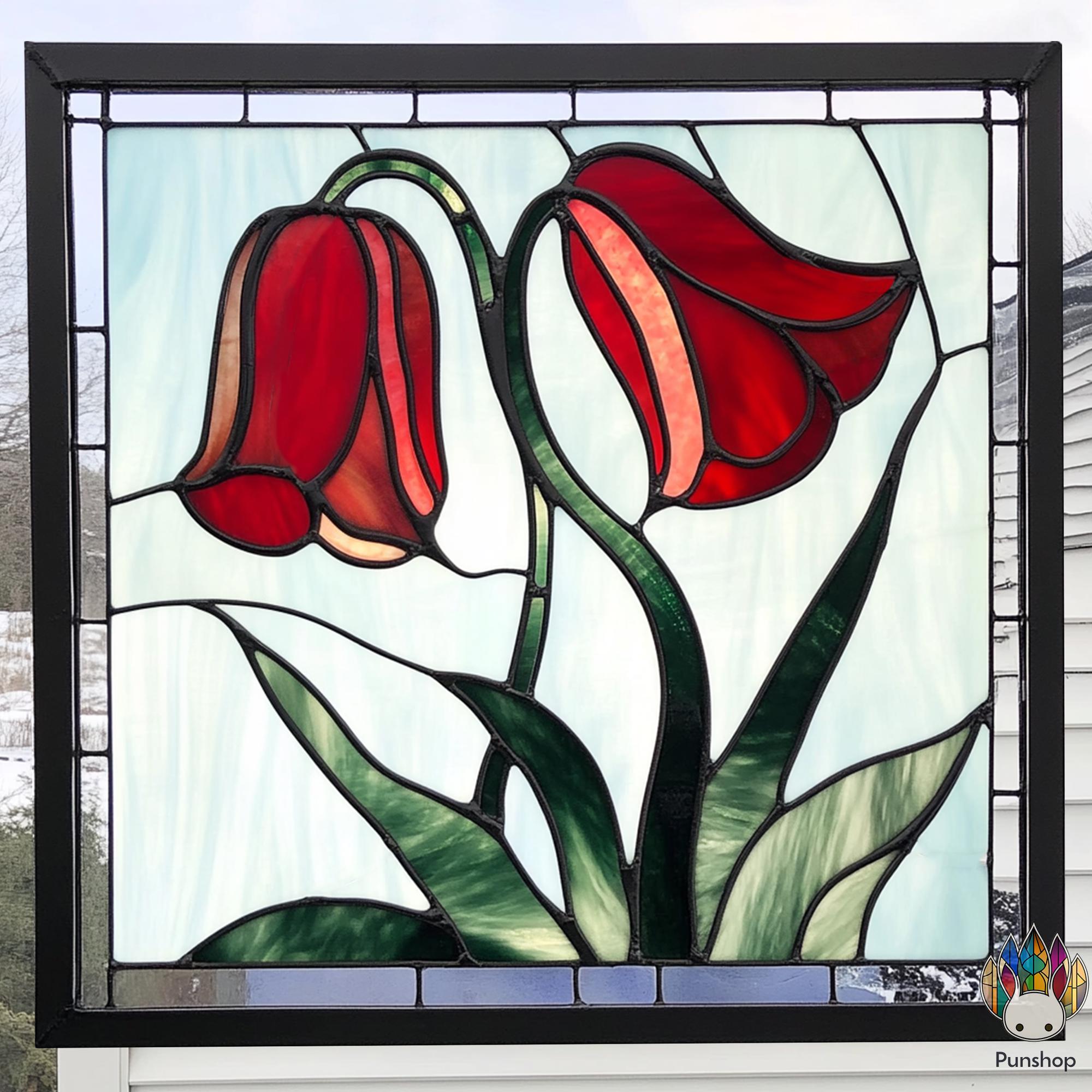 Digital Download PATTERNS Stained Glass Window Panel - Red Tulips Art ...