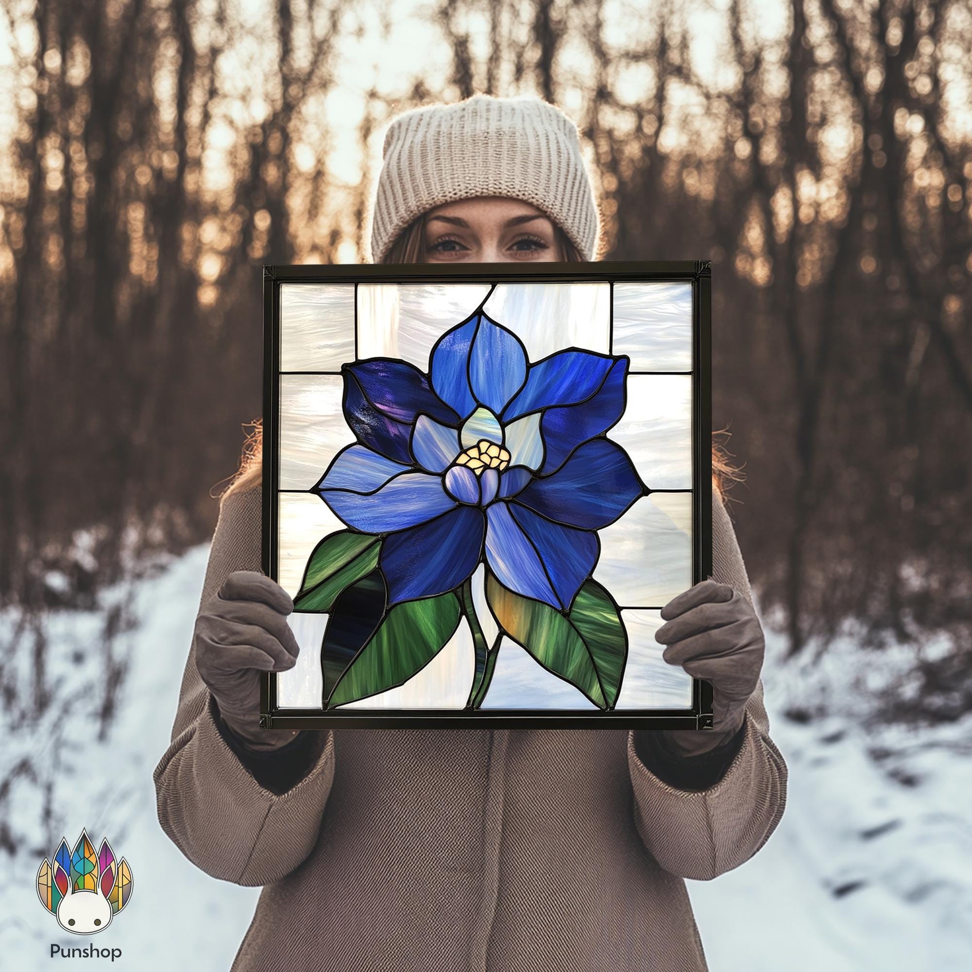 Digital Download PATTERNS Blue Flower ,stained Glass Window Panels ...