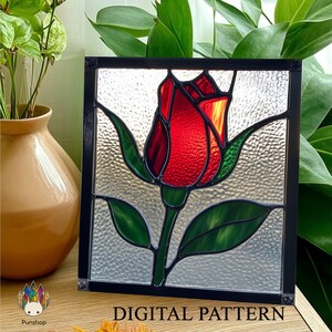 Digital Download PATTERNS Stained Glass Rosebud Stained Glass With ...