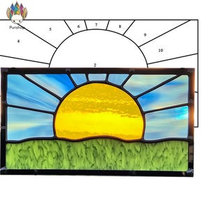 STAINED GLASS Pattern,stained Glass Sunrise,morning Sun PUN244, Diy ...