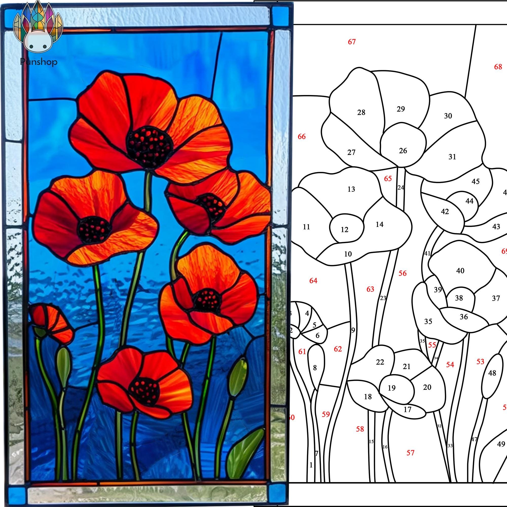Digital Download PATTERNS Stained Glass Poppy Flowers PUN86 , Diy ...