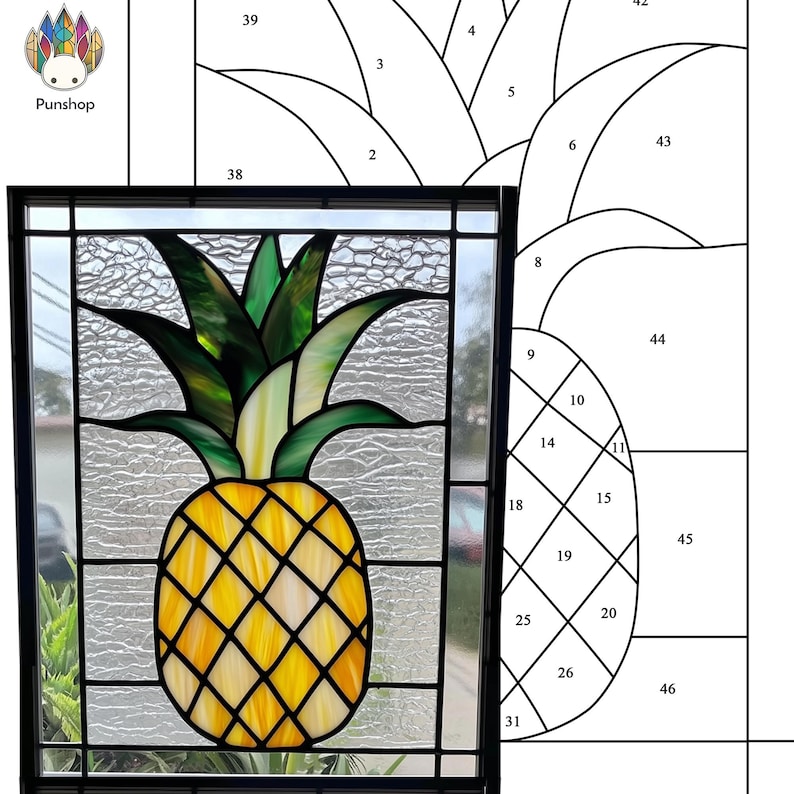 Digital Download PATTERNS Pineapple Stained Glass Panel - Art Glass ...