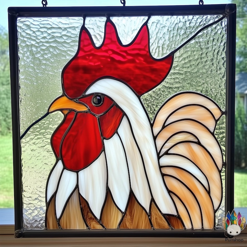 Digital Download Pattern Stained Glass Rooster PUN 43 , Diy Stained ...