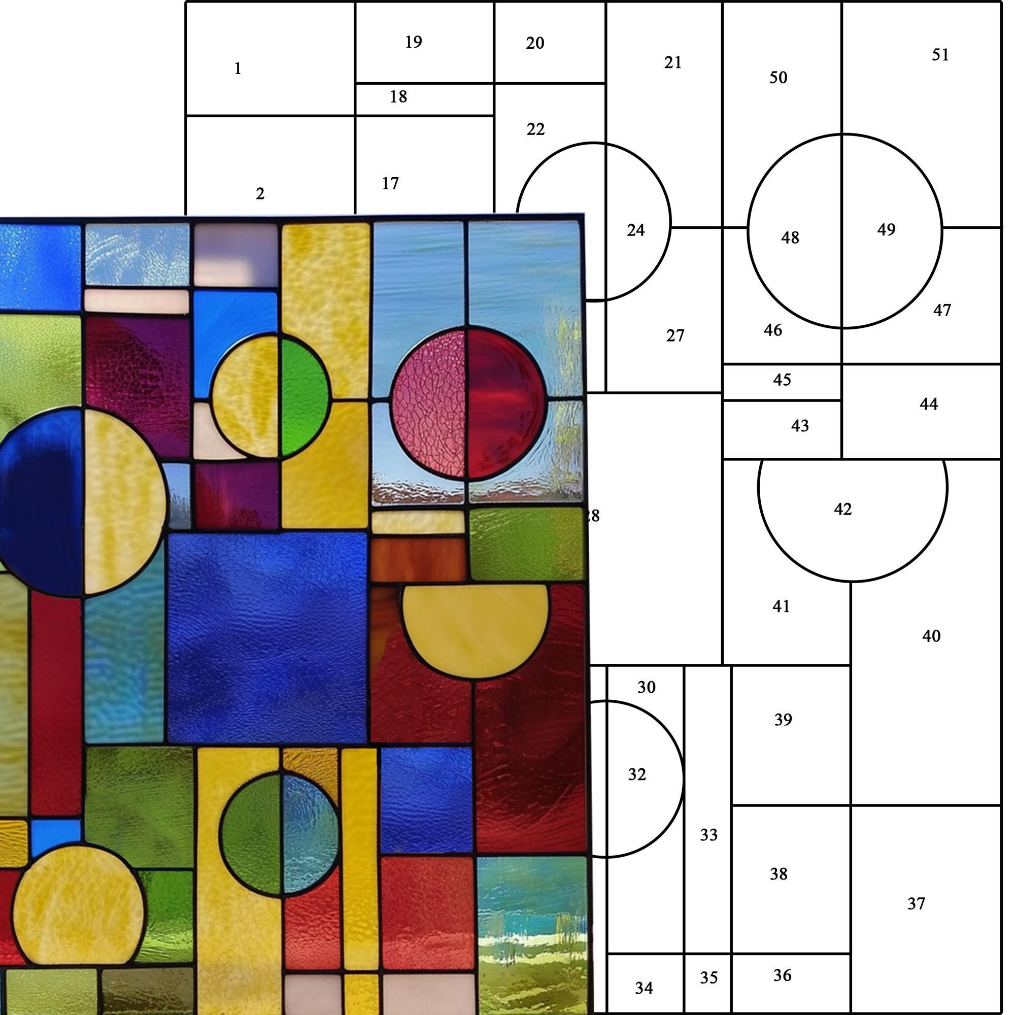 Digital Download Pattern Colorful Stylish Stained Glass Window Panels ...