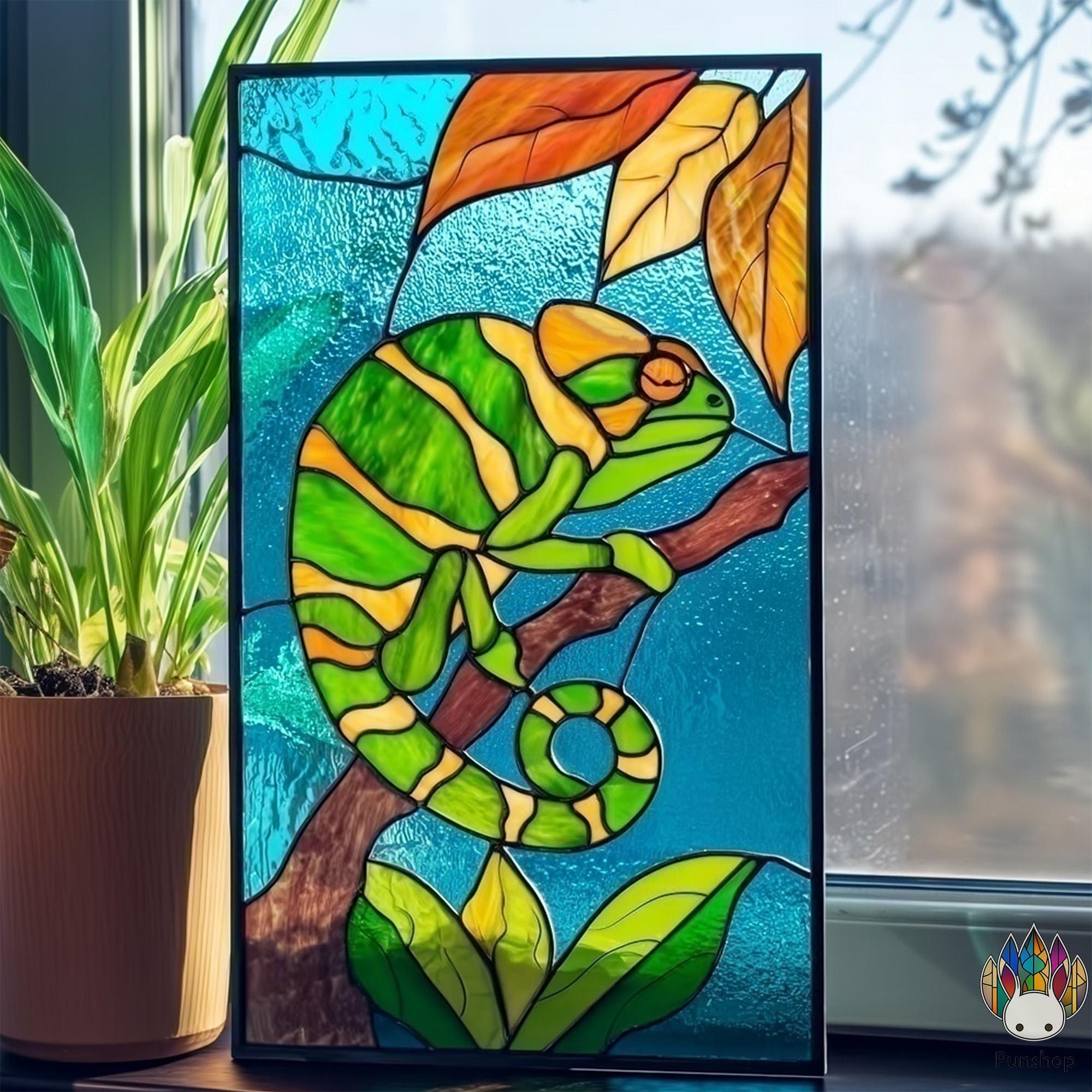 Digital Download Pattern NPUN514 Stained Glass Chameleon Suncatcher ...