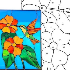 Digital Download Pattern Hummingbirds and Flowers PUN72, Diy Stained ...