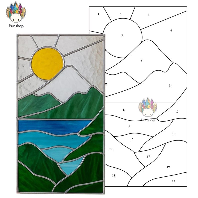 NPUN337 Digital Stained Glass Patterns LANDSCAPE PDF - SVG Instant ...