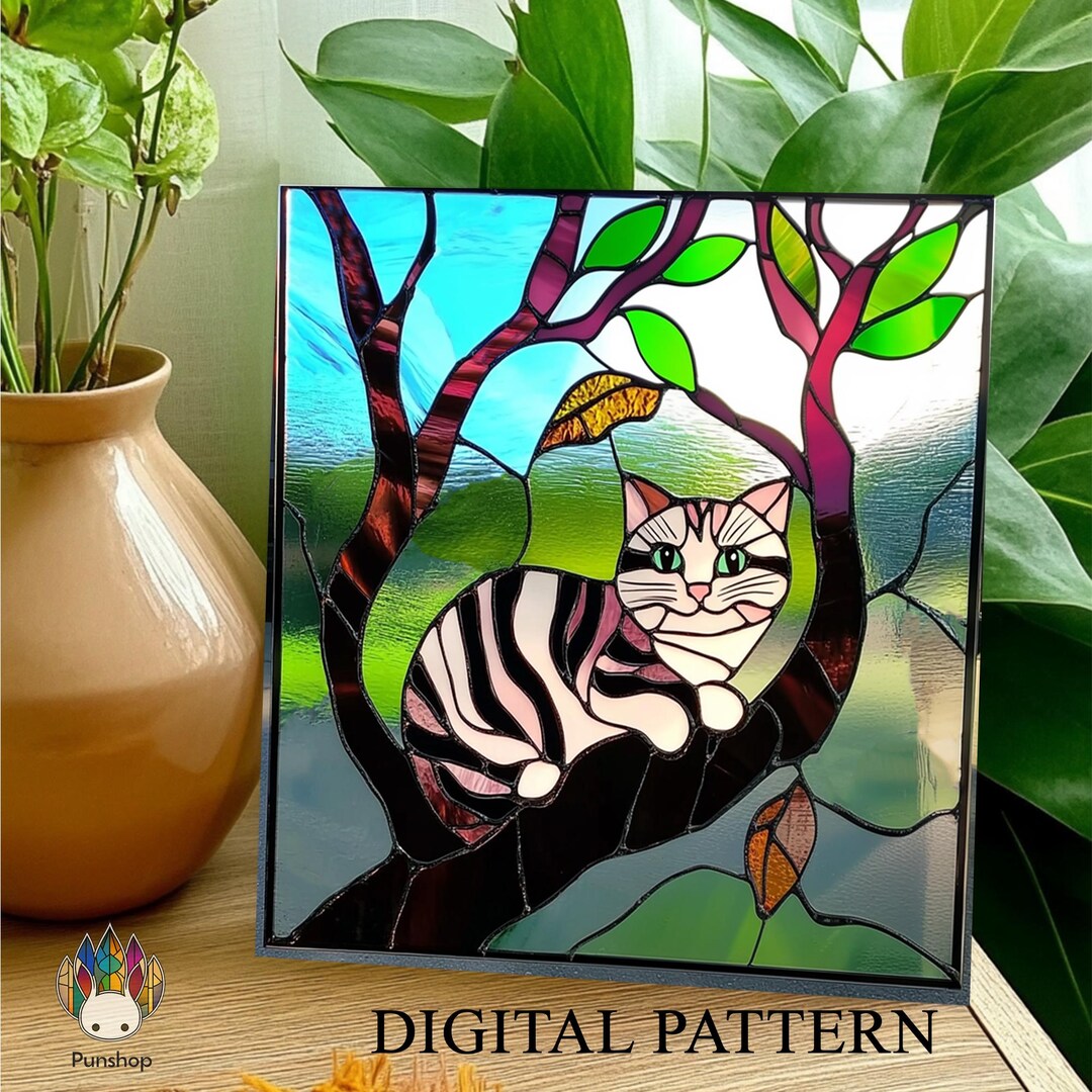 Digital Download Pattern Stained Glass Ocelot Glass Painting PUN99, Diy ...