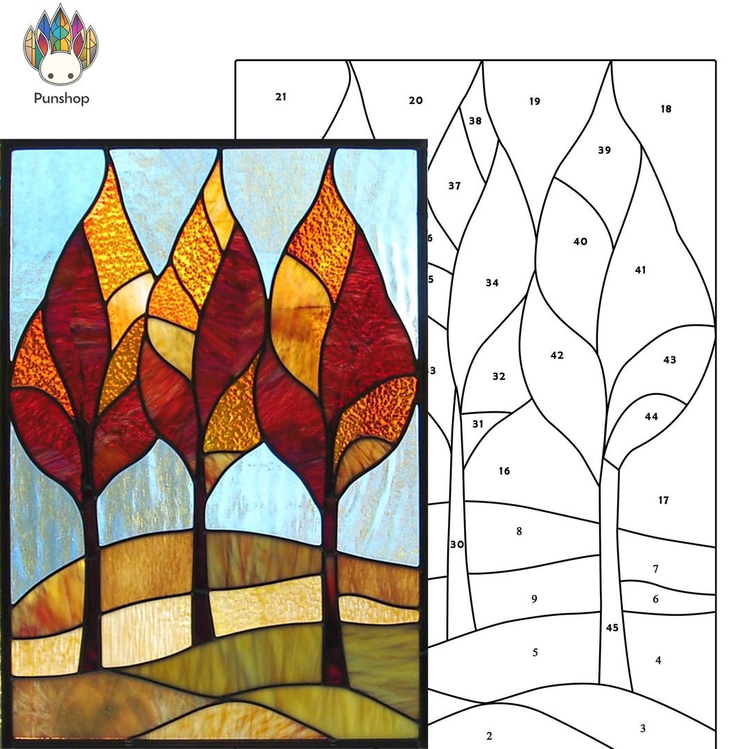 Digital Download Pattern Autumn Leaves Stained Glass Window Custom ...