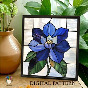 Digital Download PATTERNS Blue Flower ,stained Glass Window Panels ...