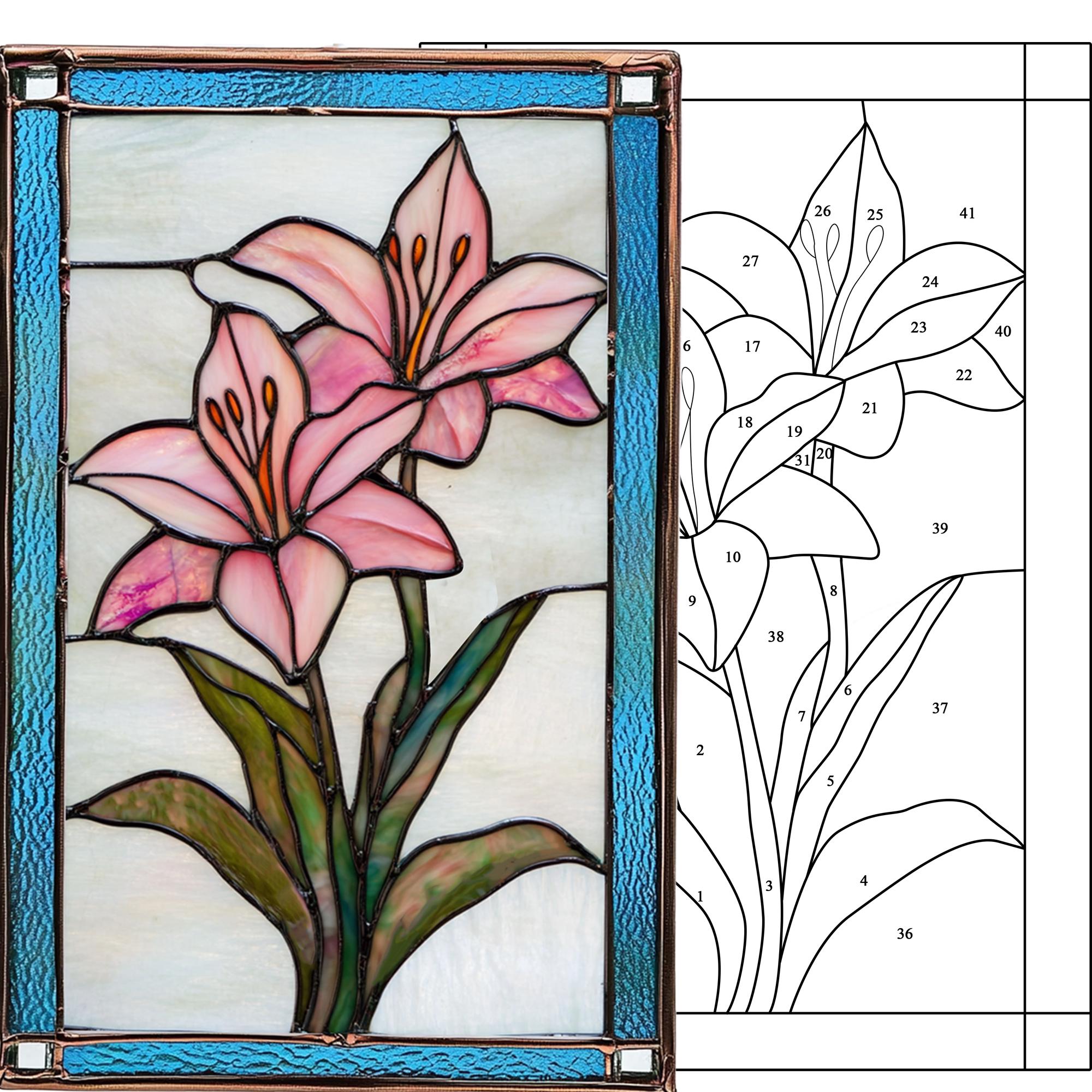 Digital Download PATTERNS Stained Glass Pink Lily PUN80 , Diy Stained ...