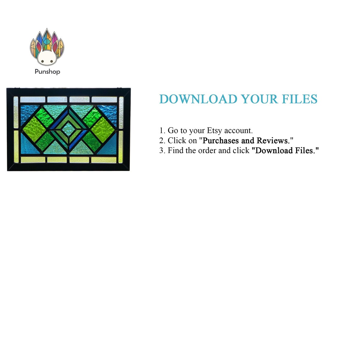 Digital Download Pattern Stained Glass Diamond Window Panel, Home Decor ...