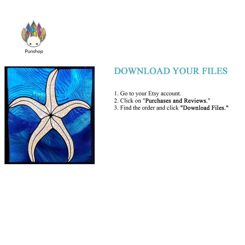 Digital Download Pattern Starfish Stained Glass PUN188, Stained Glass ...