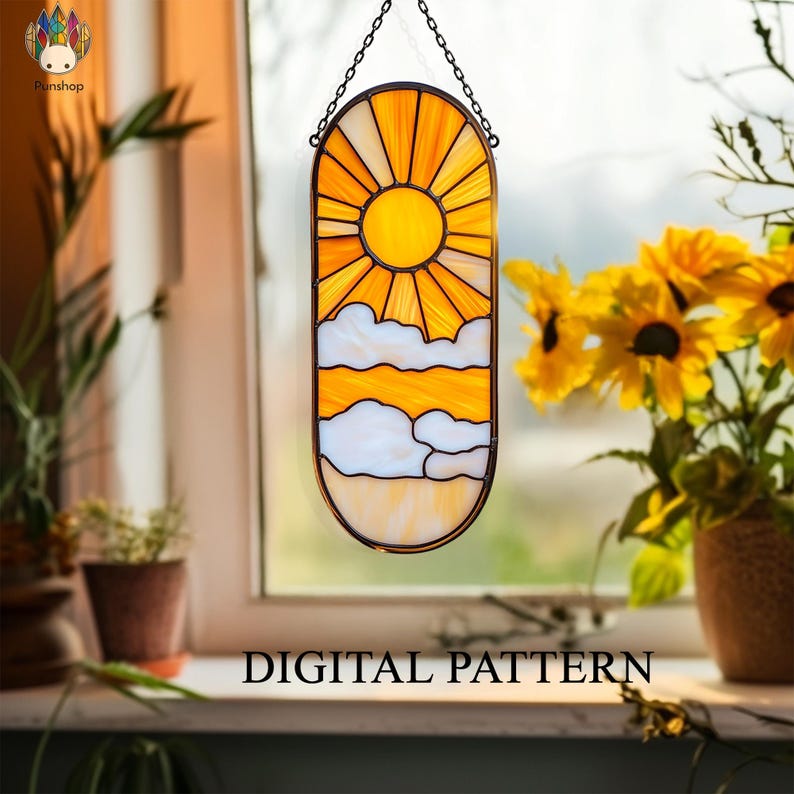 Digital Download Pattern Stained Glass Window Panels -stained Glass Sun ...