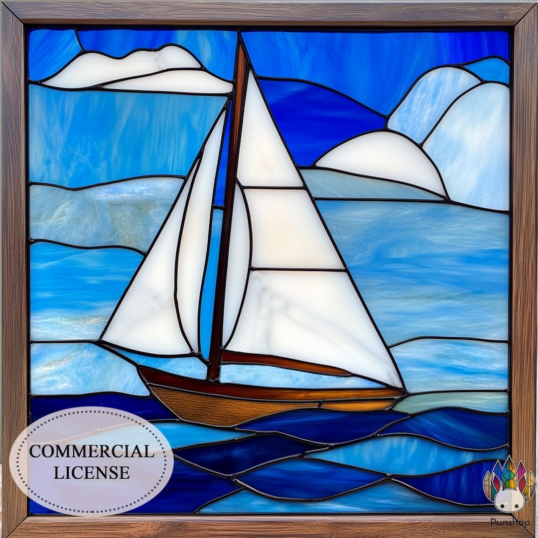 STAINED Glass Pattern,sailboat and Sea PUN 62 , Diy Stained Glass Easy ...
