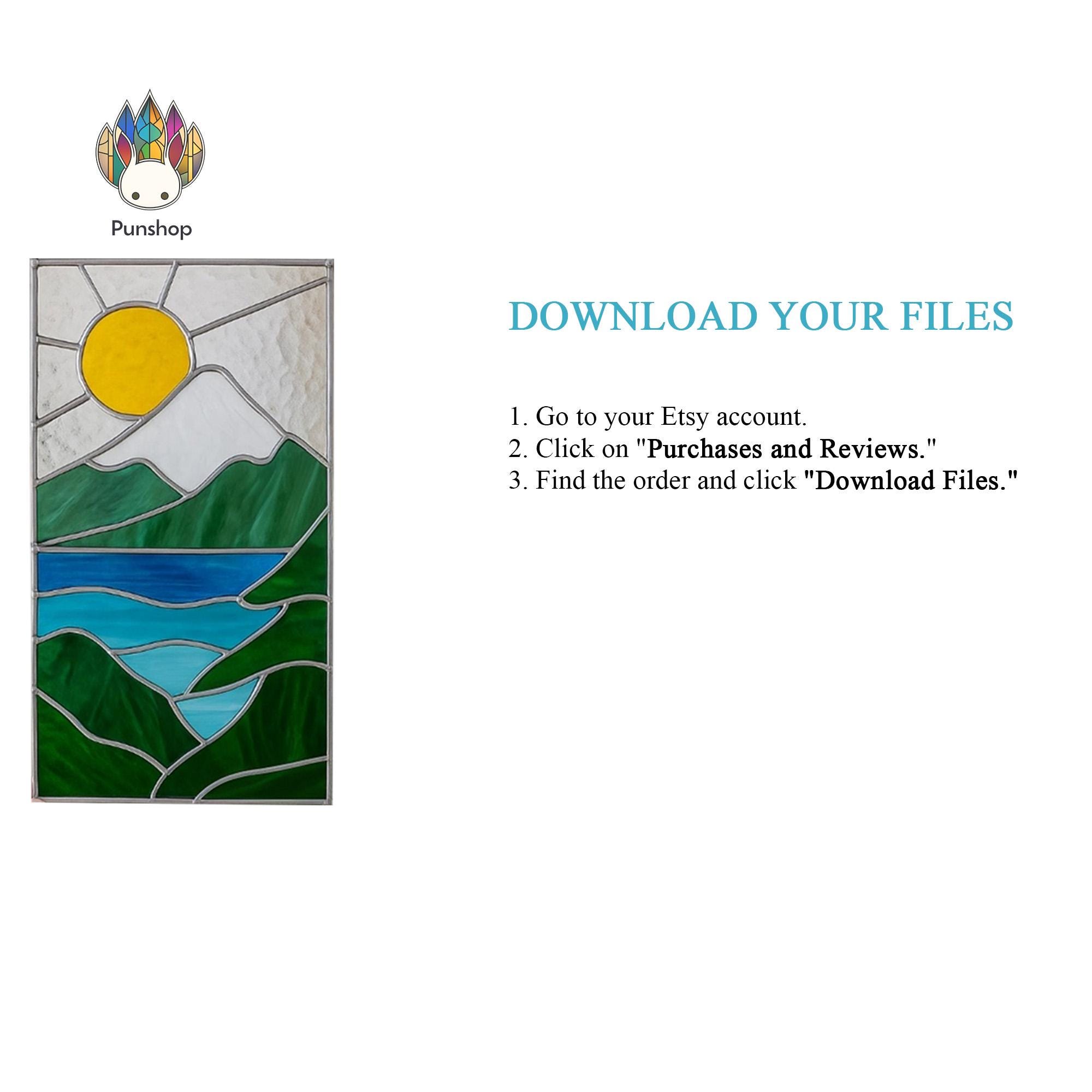 NPUN337 Digital Stained Glass Patterns LANDSCAPE PDF - SVG Instant ...