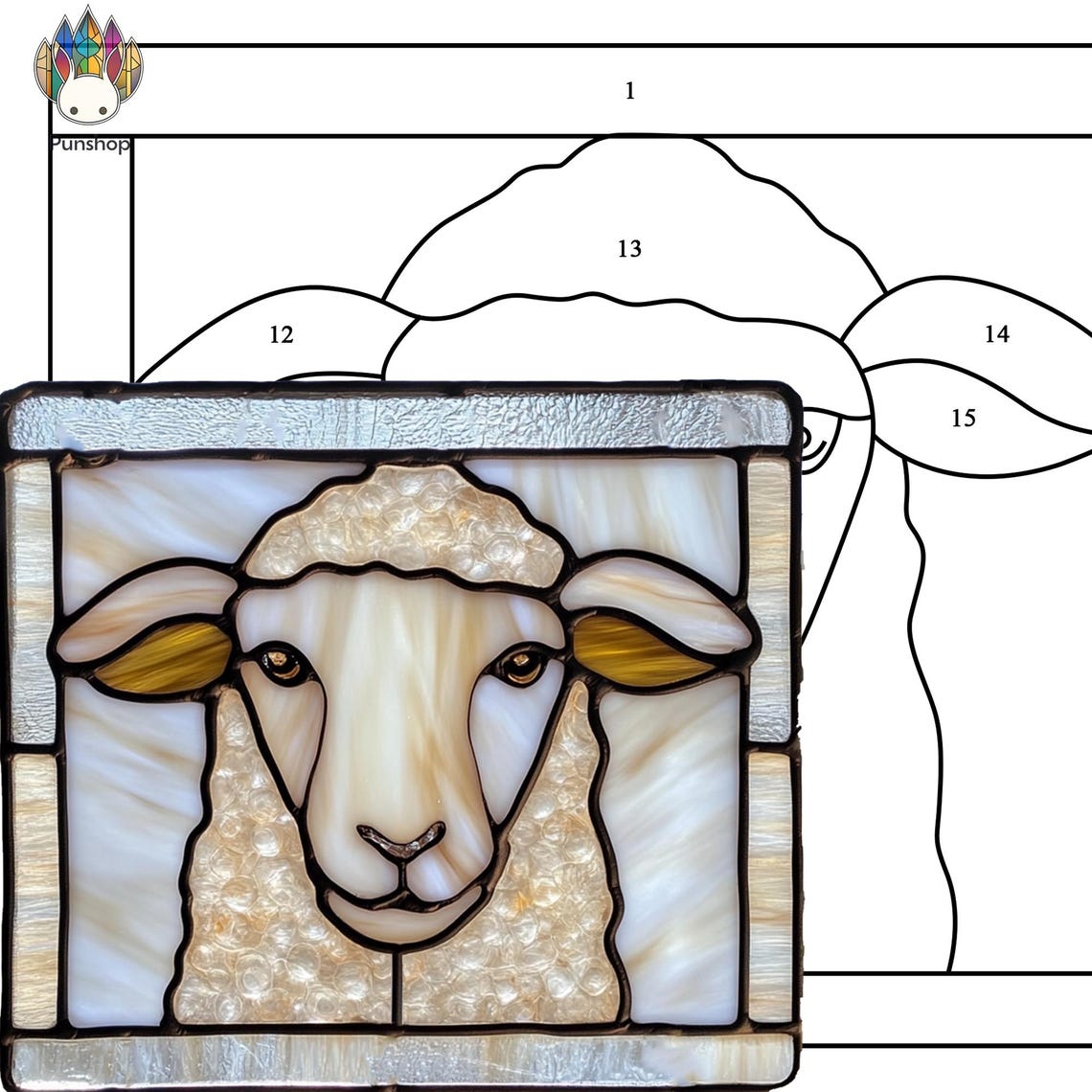 Digital Download Pattern Sheep PUN155 , Diy Stained Glass Easy Stained ...