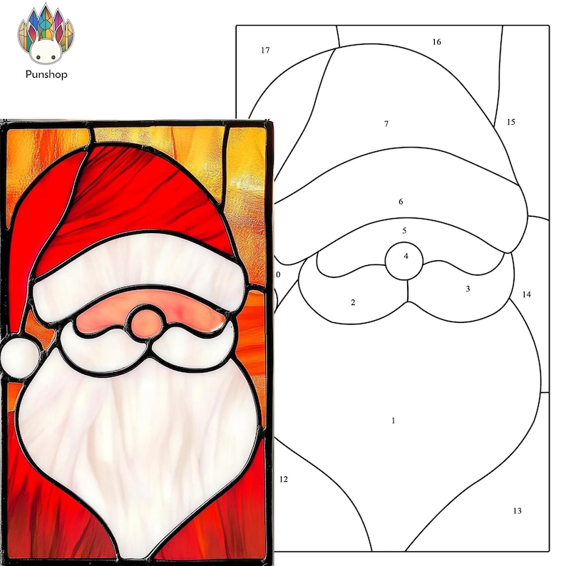 Digital Download PATTERNS, Stained Glass Window With Santa Claus ...