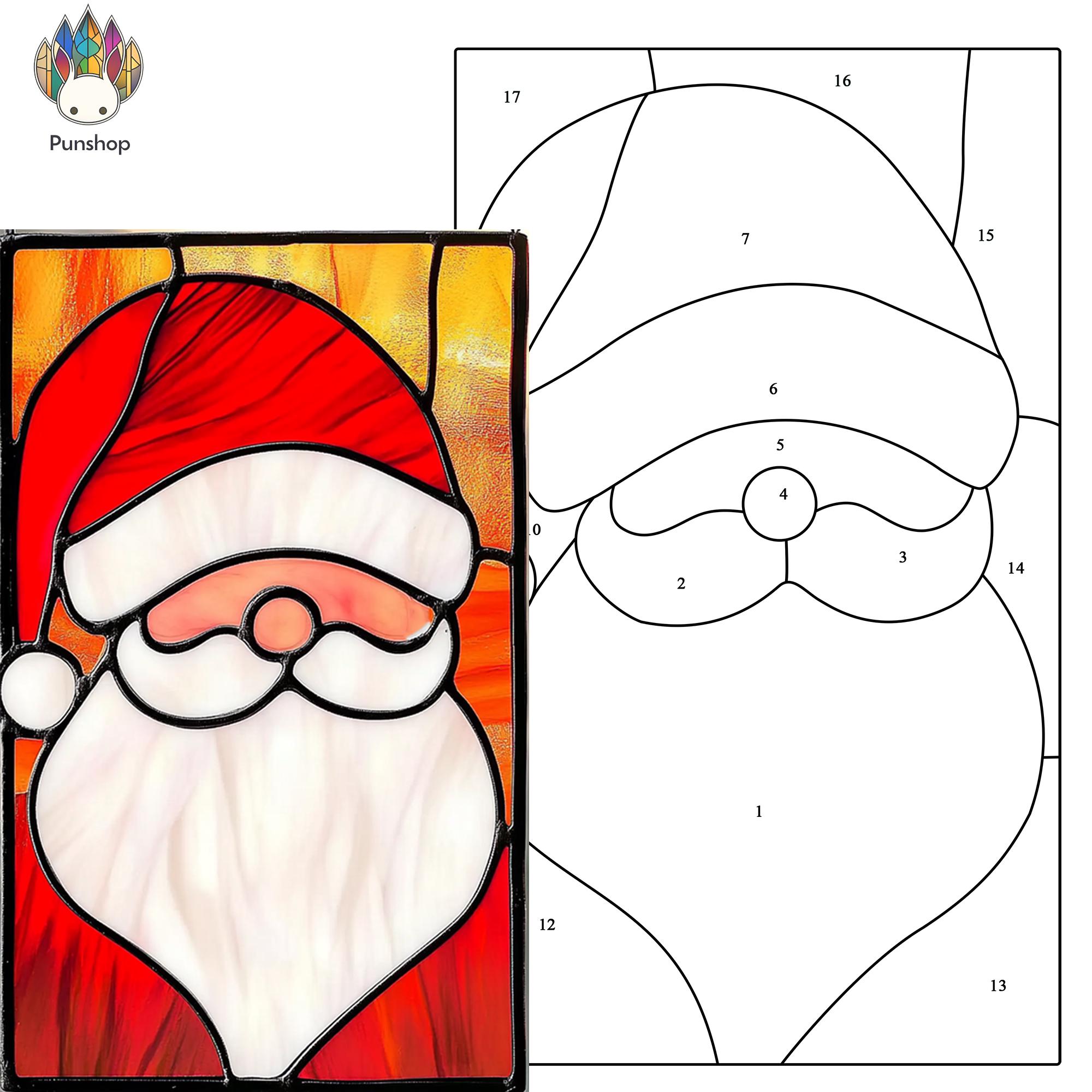 Digital Download PATTERNS, Stained Glass Window With Santa Claus ...