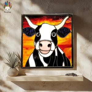 Digital Download Pattern Stained Glass Cow PUN27 , Diy Stained Glass ...