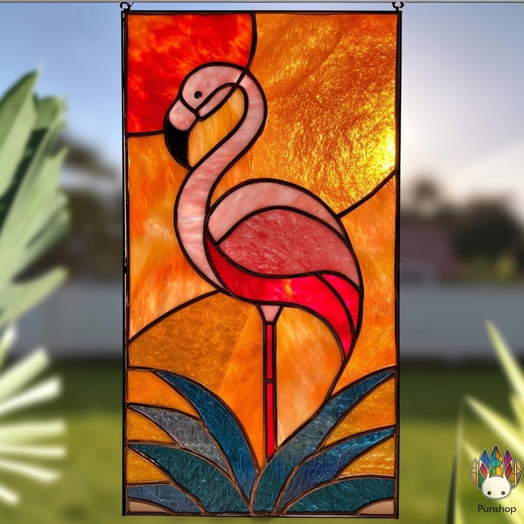 Digital Download Pattern NPUN438 Stained Glass Flamingo Suncatcher ...