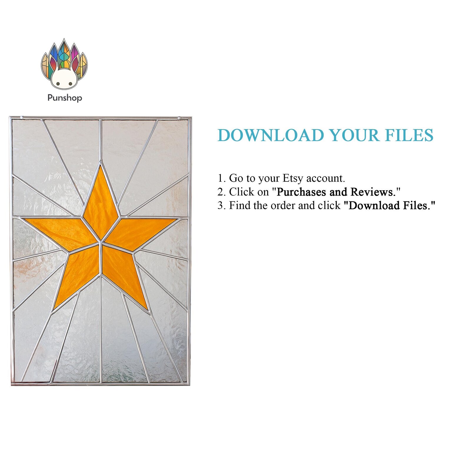 Digital Download PATTERNS Stained Glass Artwork NPUN316 Star of Hope ...