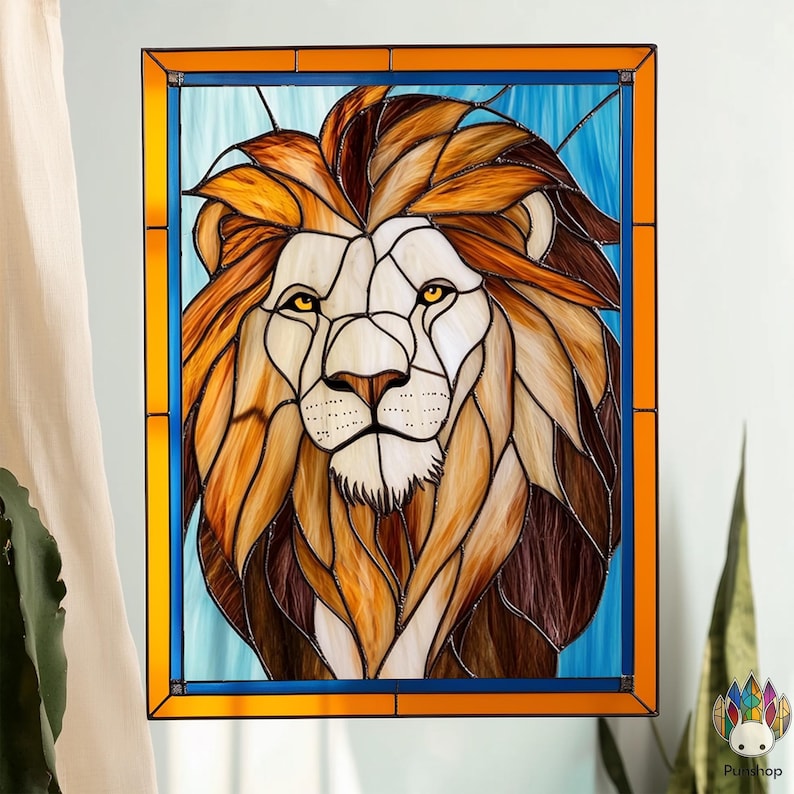 Digital Download Stained Glass Pattern Lion Stained Glass PUN83 , Diy ...