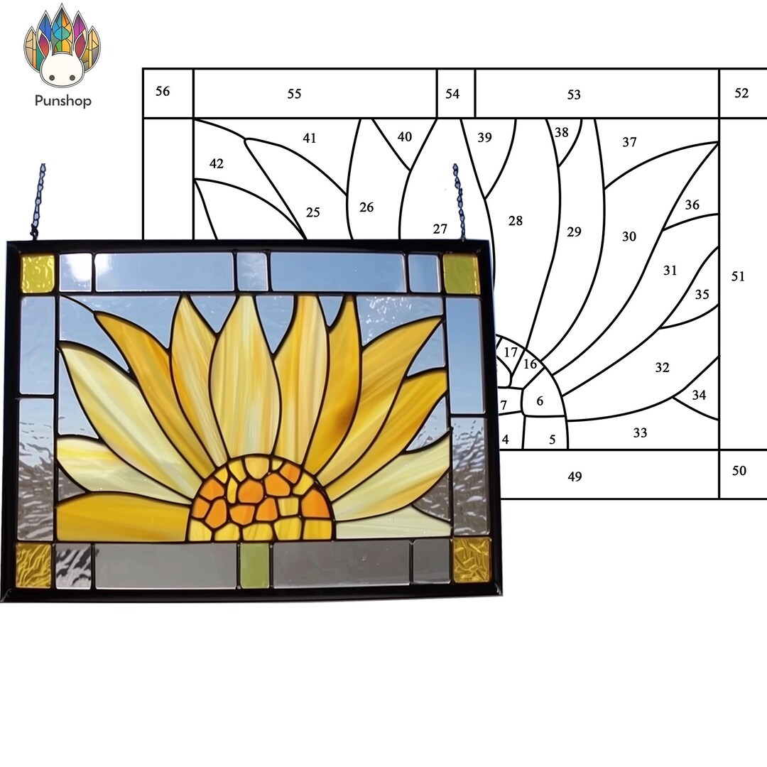 Digital Download PATTERNS Bright Yellow Sunflower Stained Glass PUN230 ...