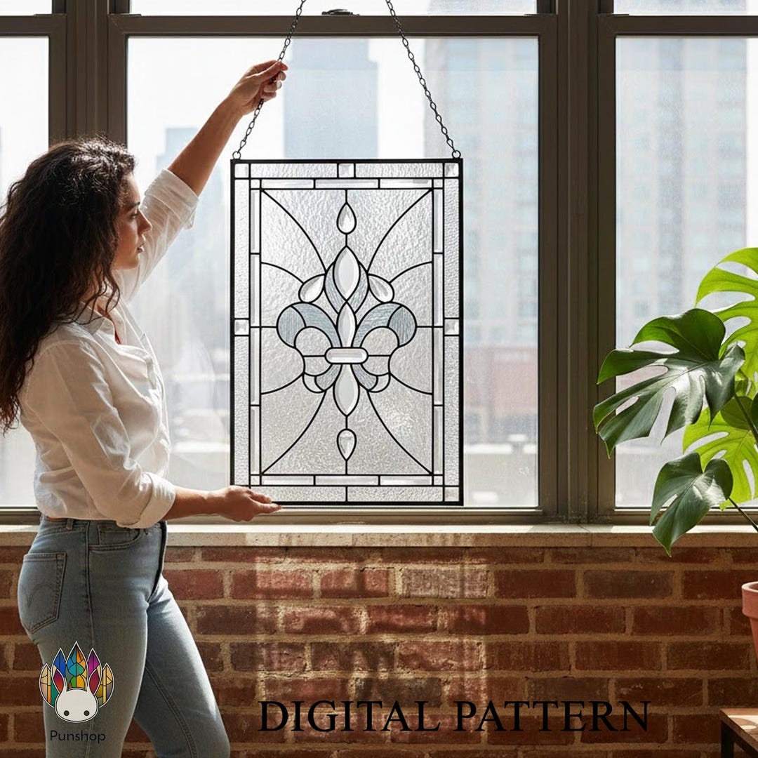 PUN859 Victorian Symmetry Stained Glass Pattern, Classic Window Panel ...