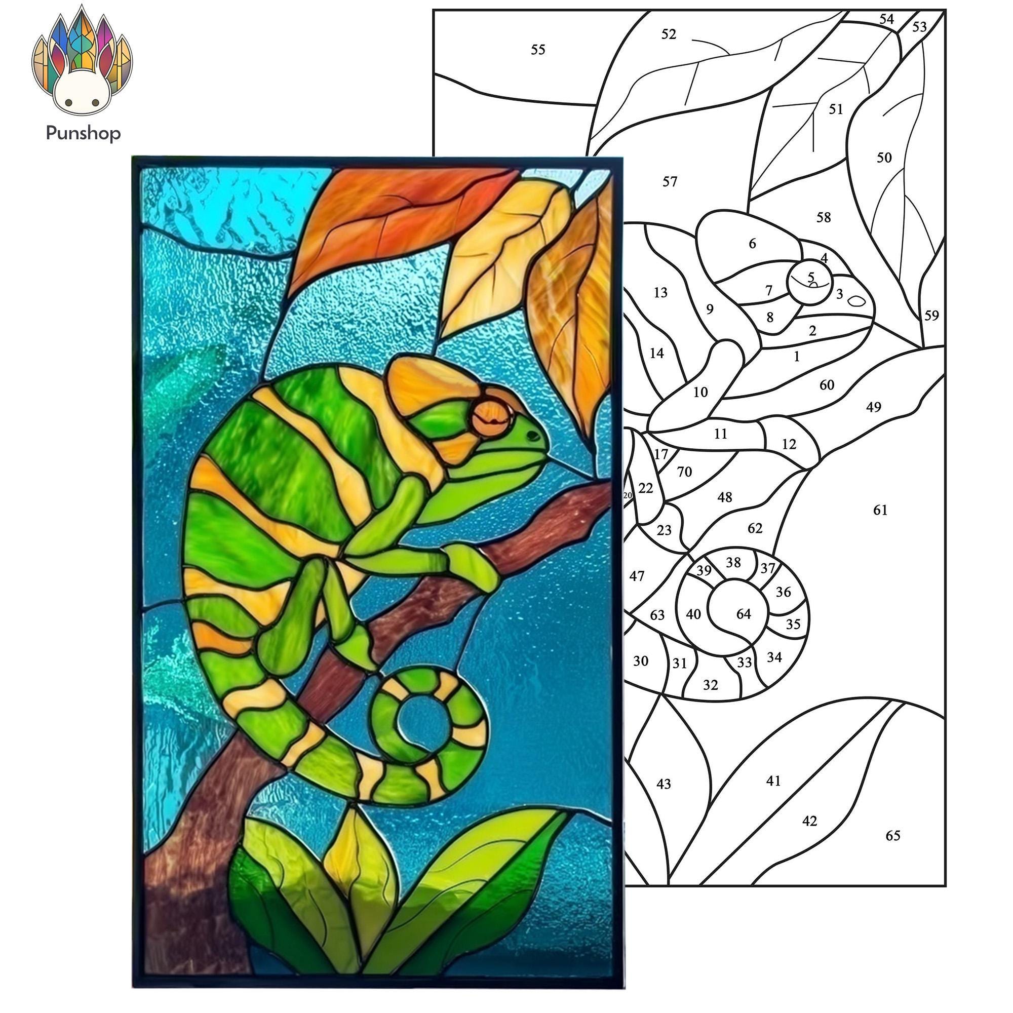 Digital Download Pattern NPUN514 Stained Glass Chameleon Suncatcher ...