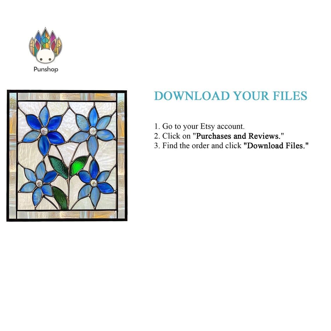 Digital Download PATTERNS Blue Flower ,blue Clematis Flower Stained ...