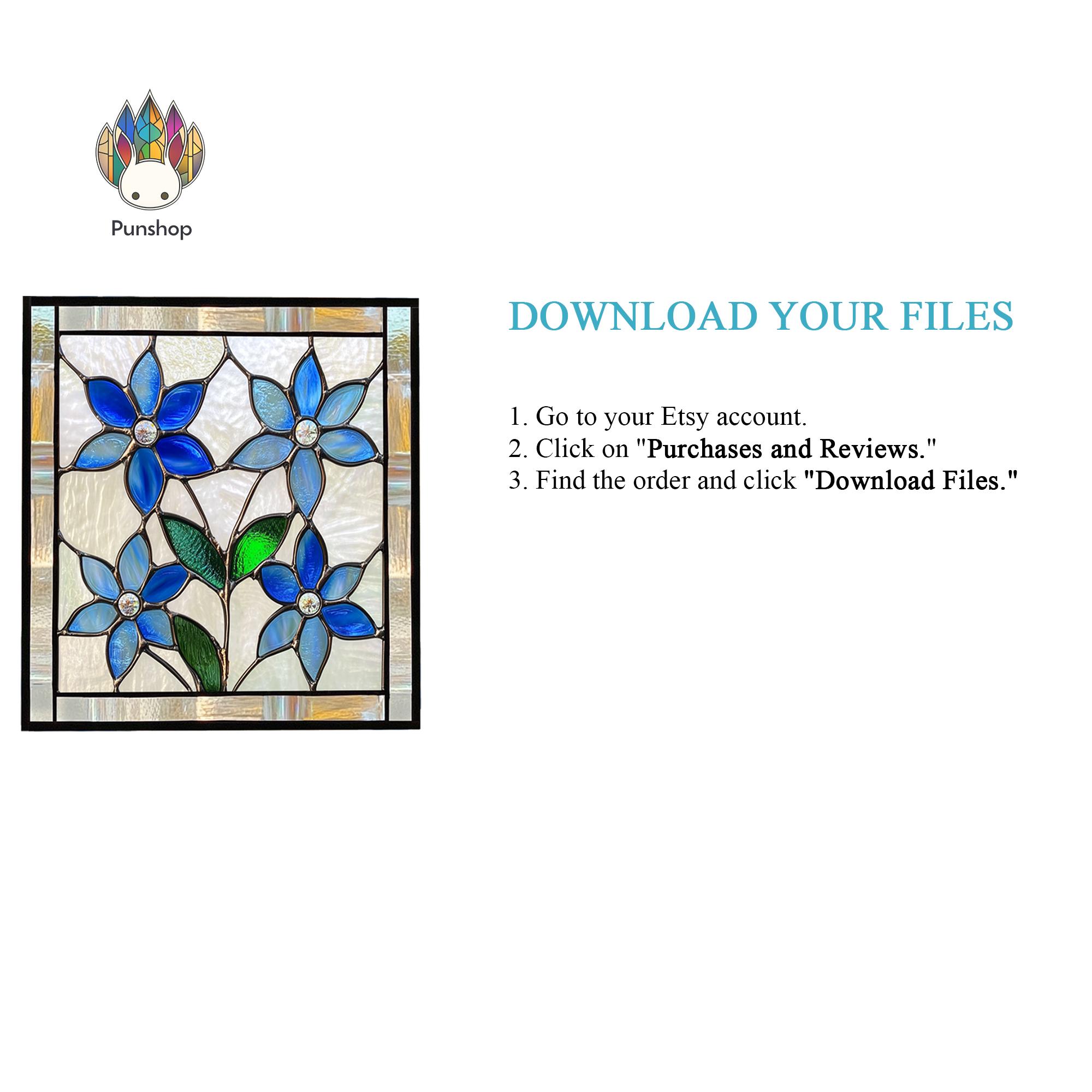 Digital Download PATTERNS Blue Flower ,blue Clematis Flower Stained ...