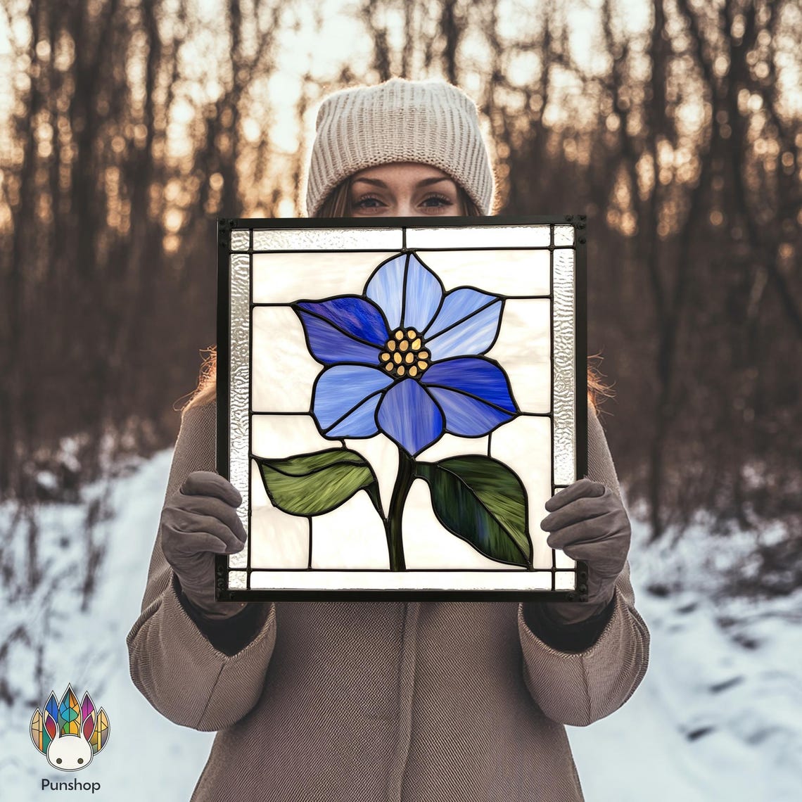Digital Download PATTERNS Blue Flower ,stained Glass Window Panels ...